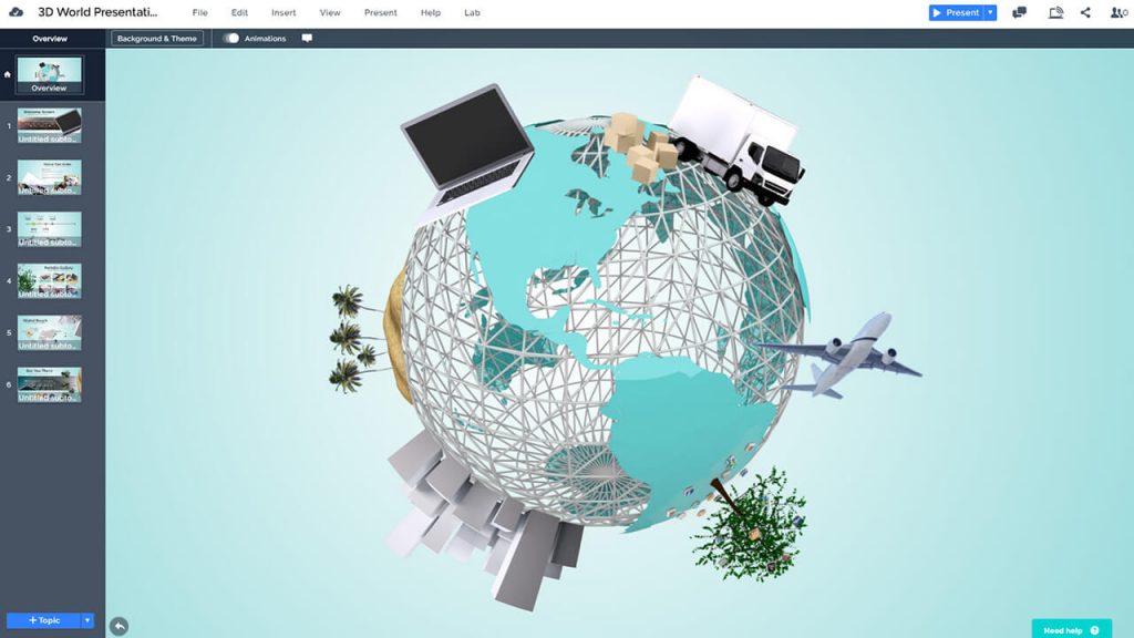 3D World Creative Prezi Template | Prezibase