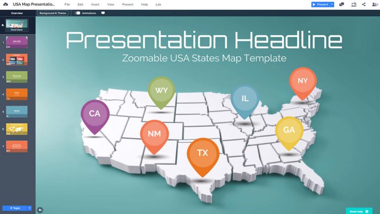 USA States Map Prezi Template | Prezibase
