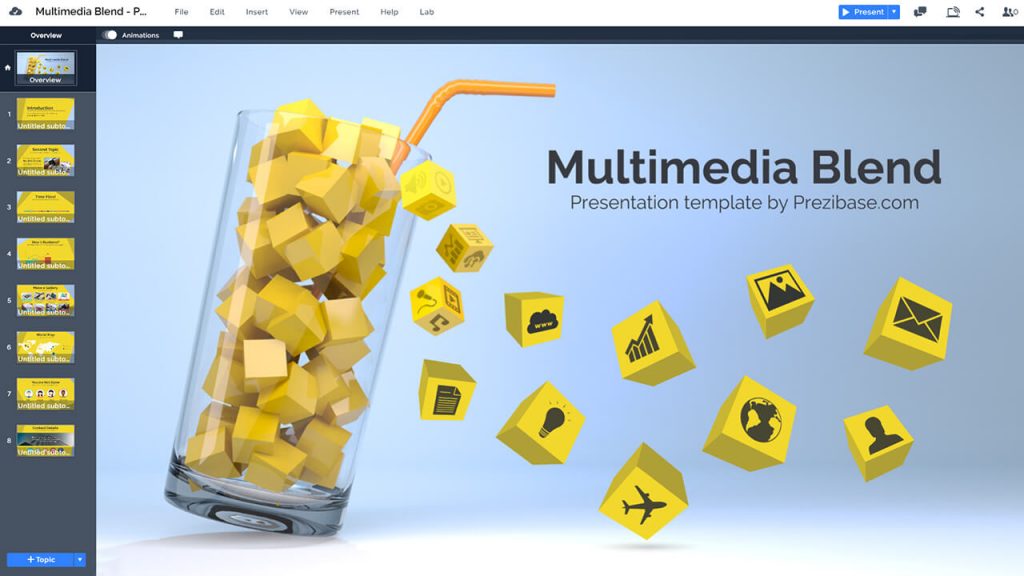 Multimedia Blend Prezi Template | Prezibase